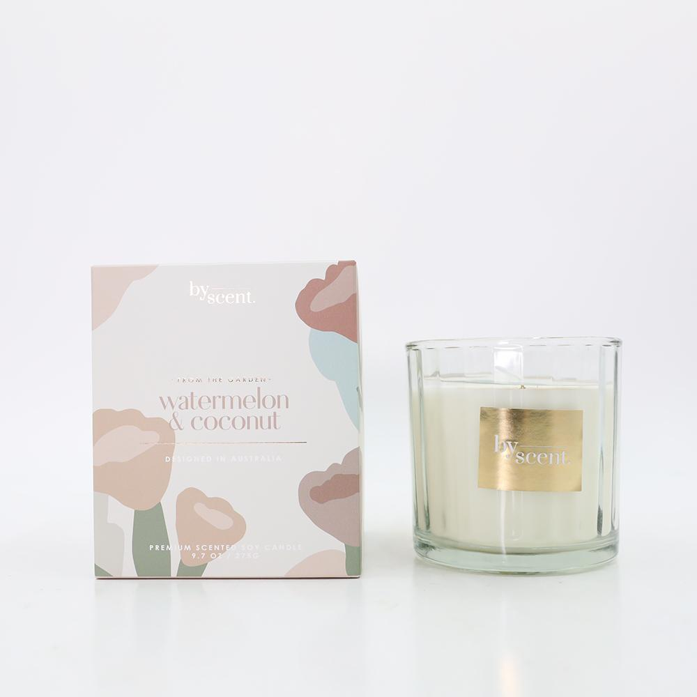 By Scent Clear Glass Candle Pink Watermelon And Coconut Neobeeqld